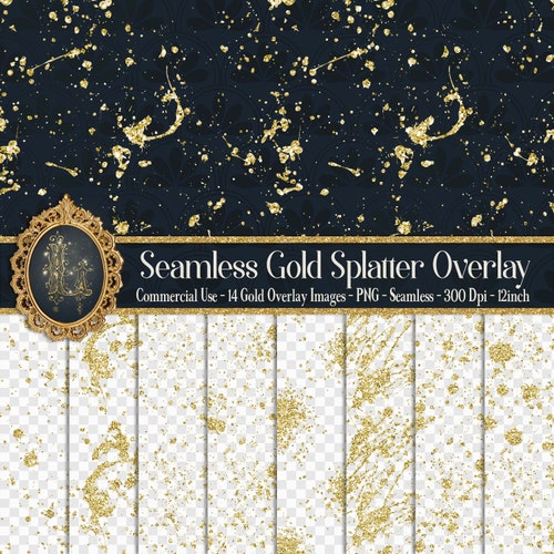 14 Seamless Gold Glitter Splatter Overlay Images 300 Dpi - Etsy