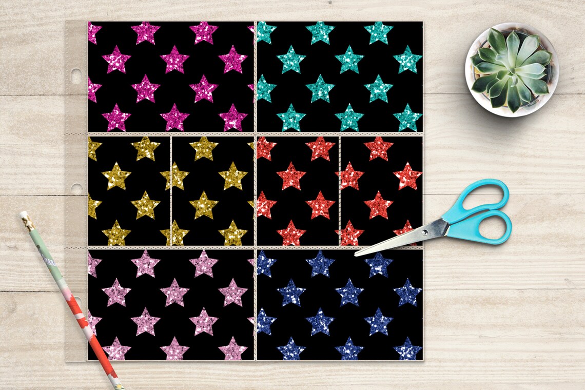 100 Seamless Black and Glitter Star Pattern Digital Papers - Etsy