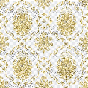 42 Gold Glitter Seamless Damask Ornament Overlays 12inch Transparent ...