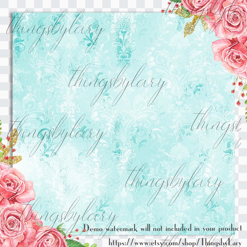 100 Soft Luxury Foil Damask Digital Papers 12x12" 300 Dpi Planner ...