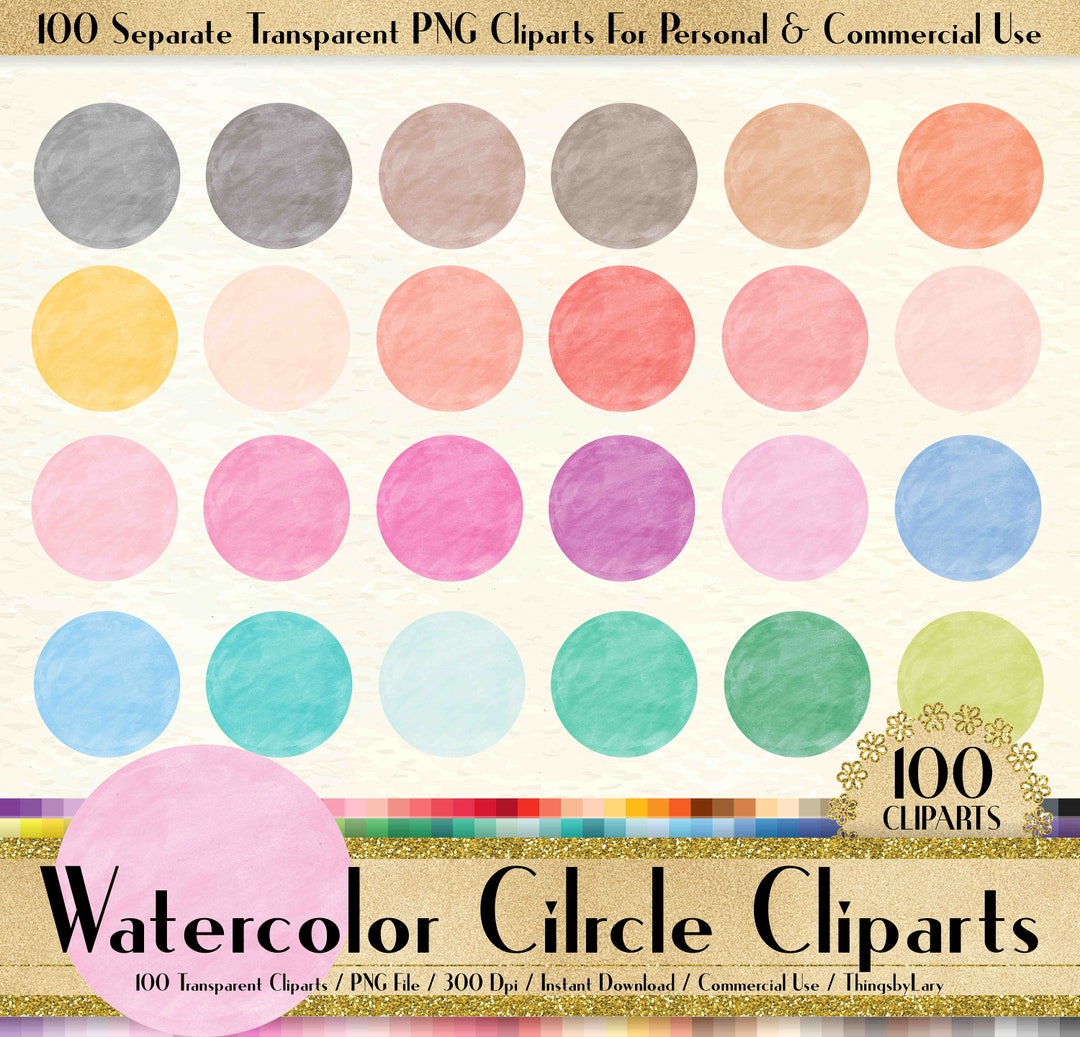 100 Watercolor Circle Clipart, Frame Clipart, Watercolor Clipart, Love ...