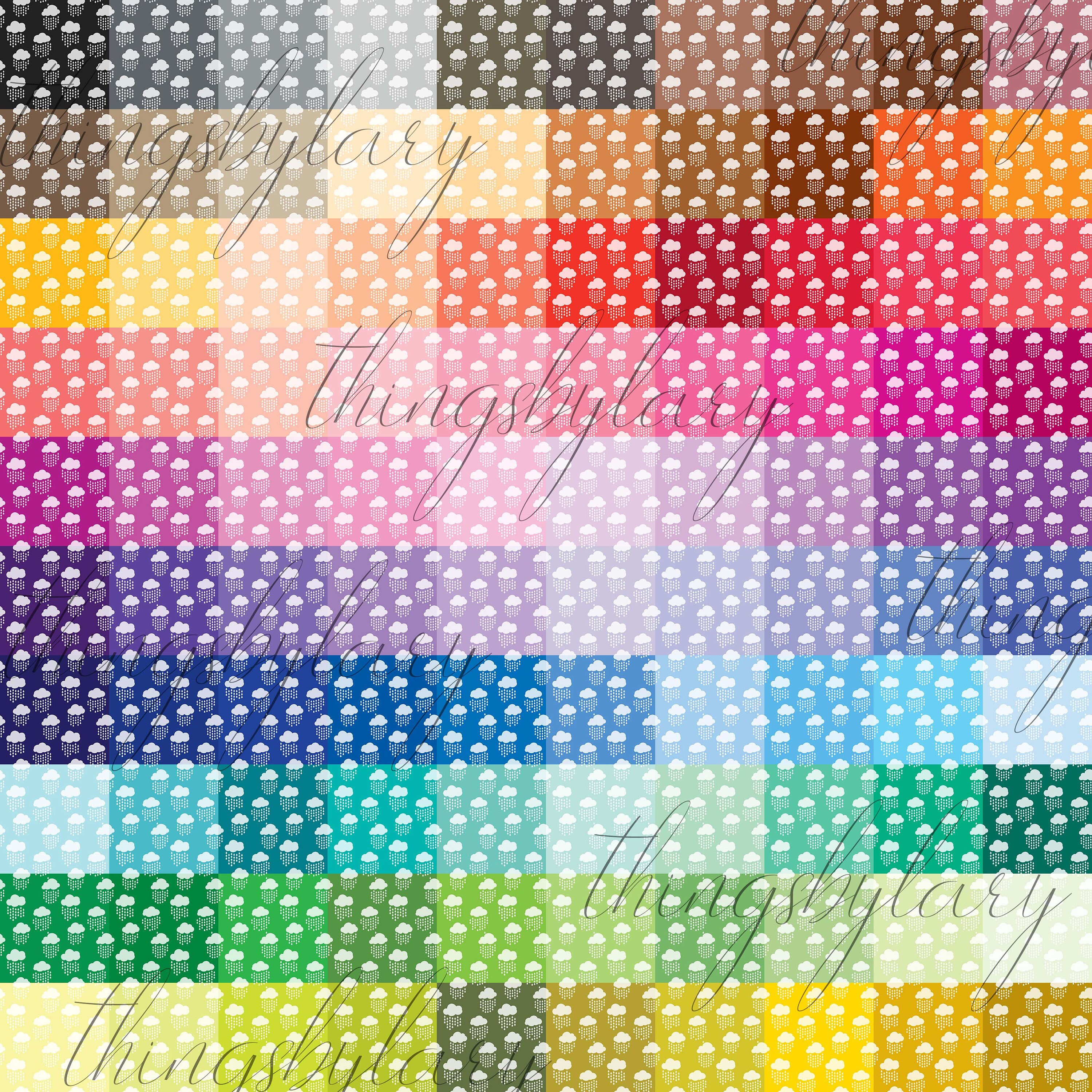 100 Seamless Tinted Cute Raining Cloud Digital Papers 12x12" 300 Dpi ...