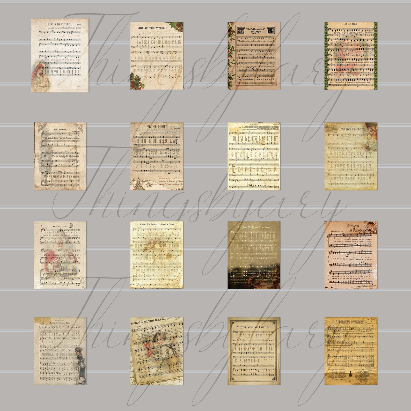 16 Vintage Christmas Music Sheet Digital Papers 8.5x11 - Etsy