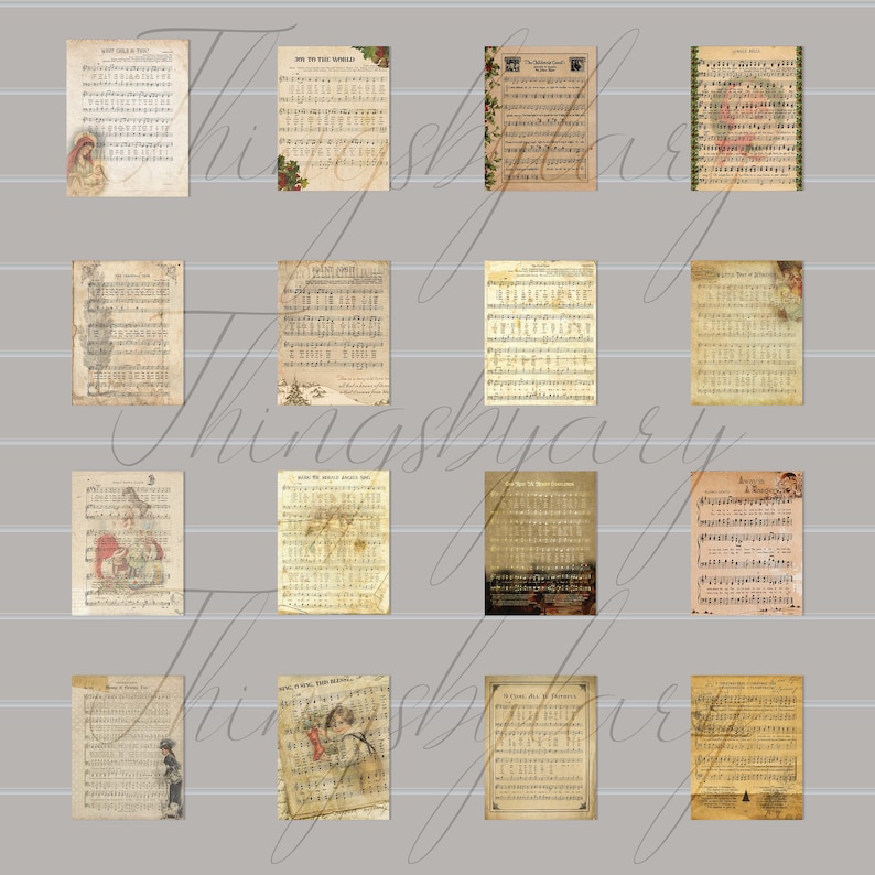 16 Vintage Christmas Music Sheet Digital Papers 8.5x11 - Etsy