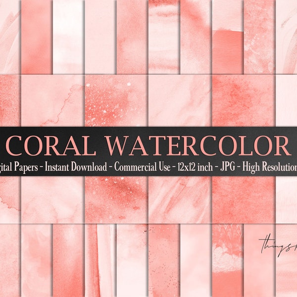 Coral Digital Paper - Etsy