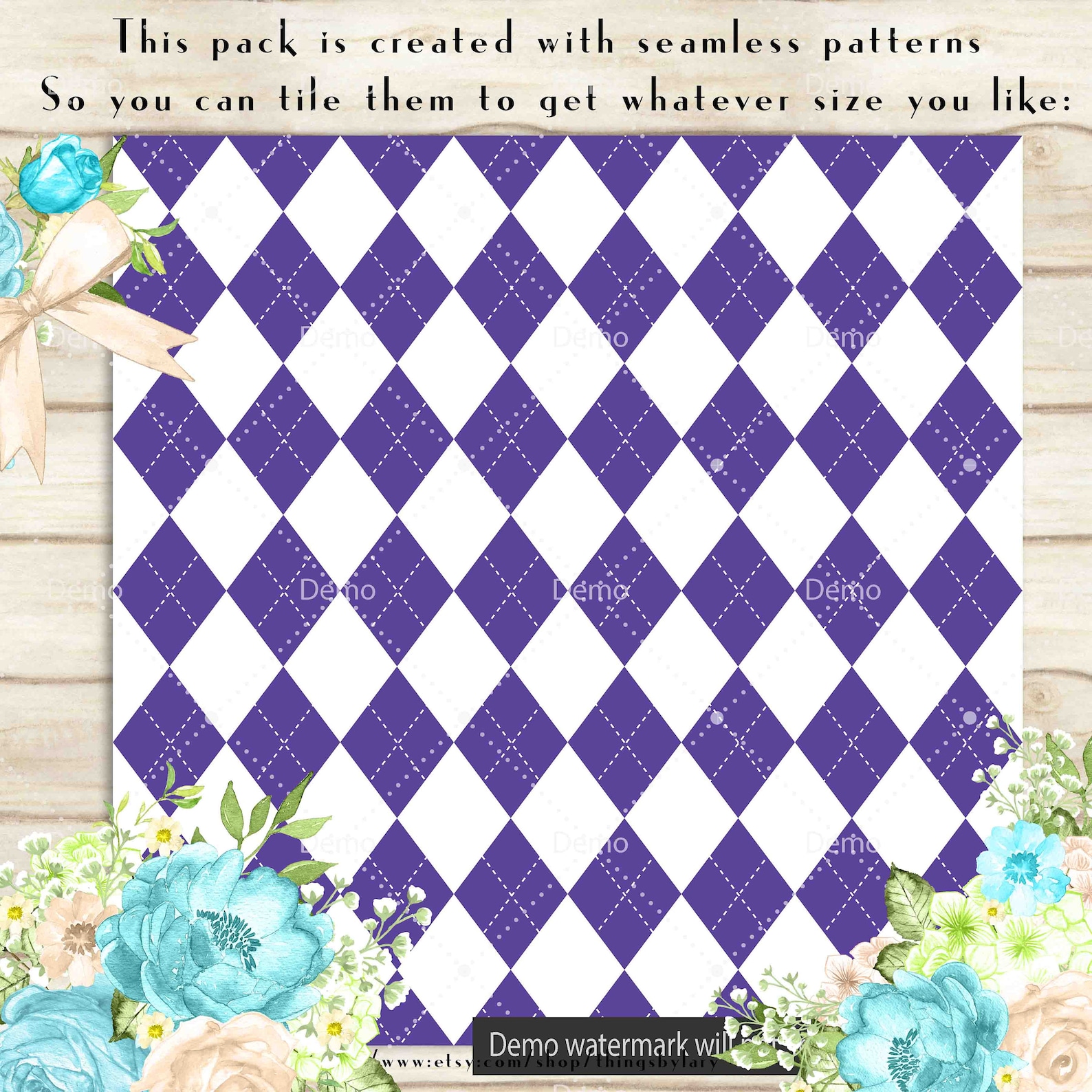 100 Seamless Argyle Papers in 12" X 12", 300 Dpi Planner Paper ...