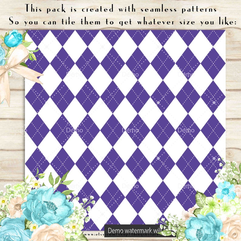 100 Seamless Argyle Papers in 12" X 12", 300 Dpi Planner Paper ...