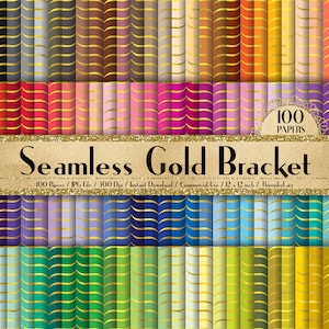 100 Seamless Gold Foil Bracket Pattern Papers 12 Inch 300 Dpi Instant ...