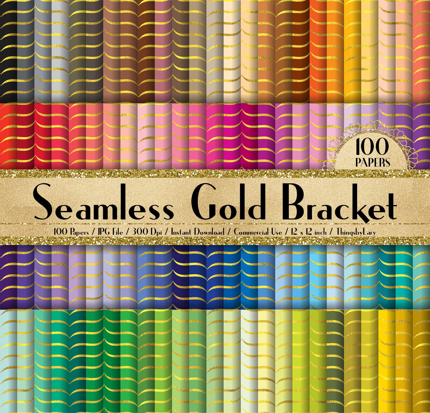 100 Seamless Gold Foil Bracket Pattern Papers 12 Inch 300 Dpi - Etsy