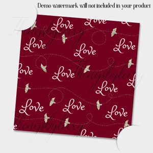 16 Red and Gray Love Seamless Papers 12 X 12 Inch 300 Dpi Instant ...