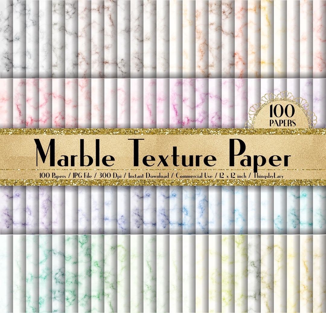 100 Marble Texture Paper 2 in 12" X 12", 300 Dpi Planner Paper ...