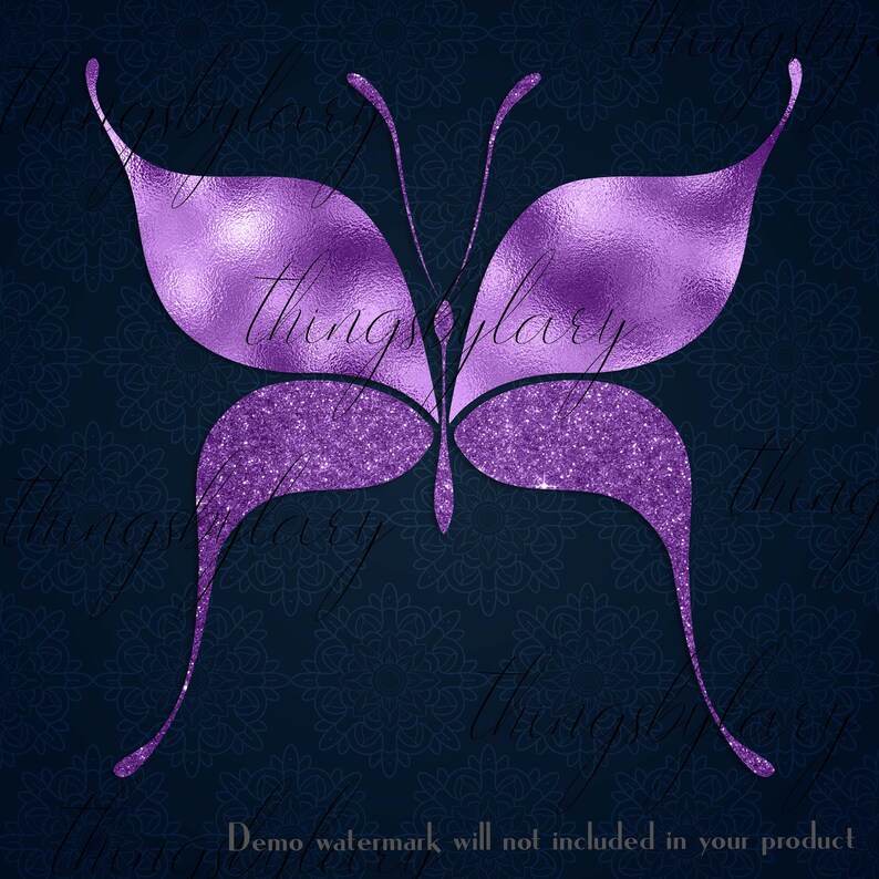 30 Lavender Purple Foil and Glitter Butterfly PNG Image - Etsy
