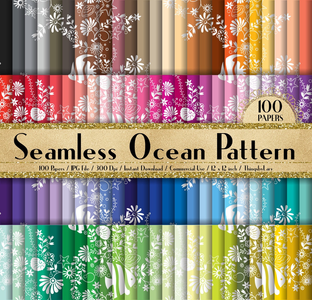 100 Seamless Ocean Pattern Papers 12 Inch 300 Dpi Instant Download ...