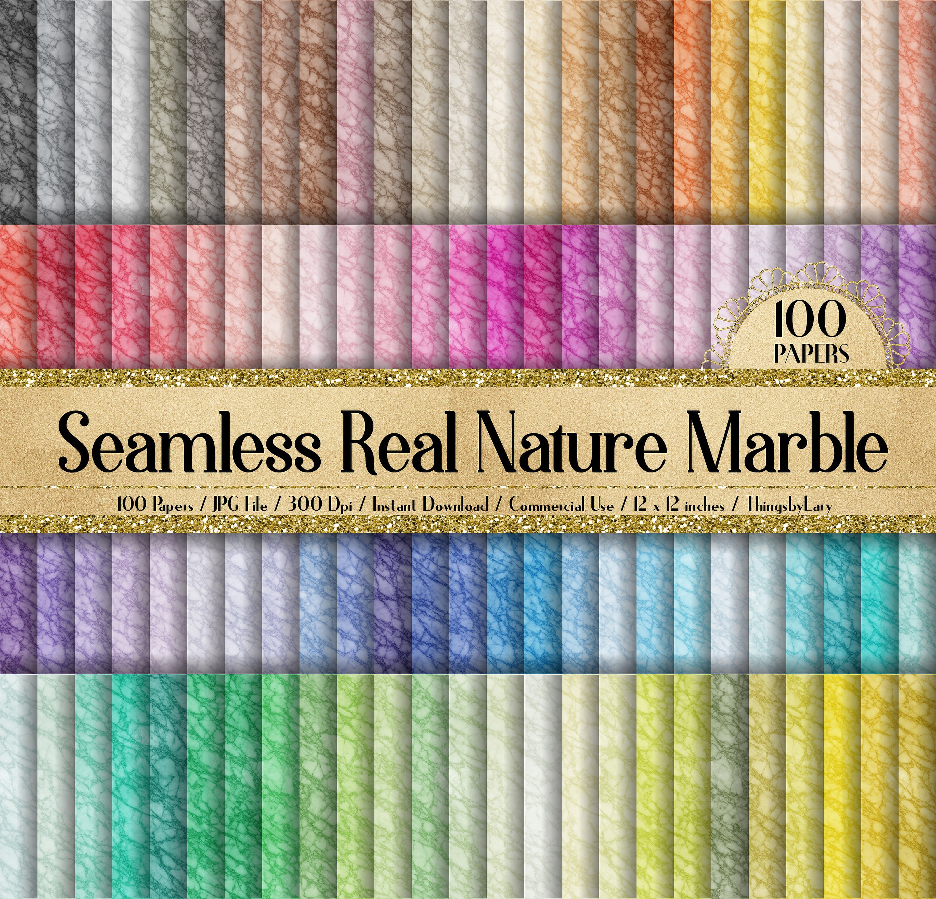 100 Seamless Real Nature Marble Texture Digital Papers Commercial Use ...