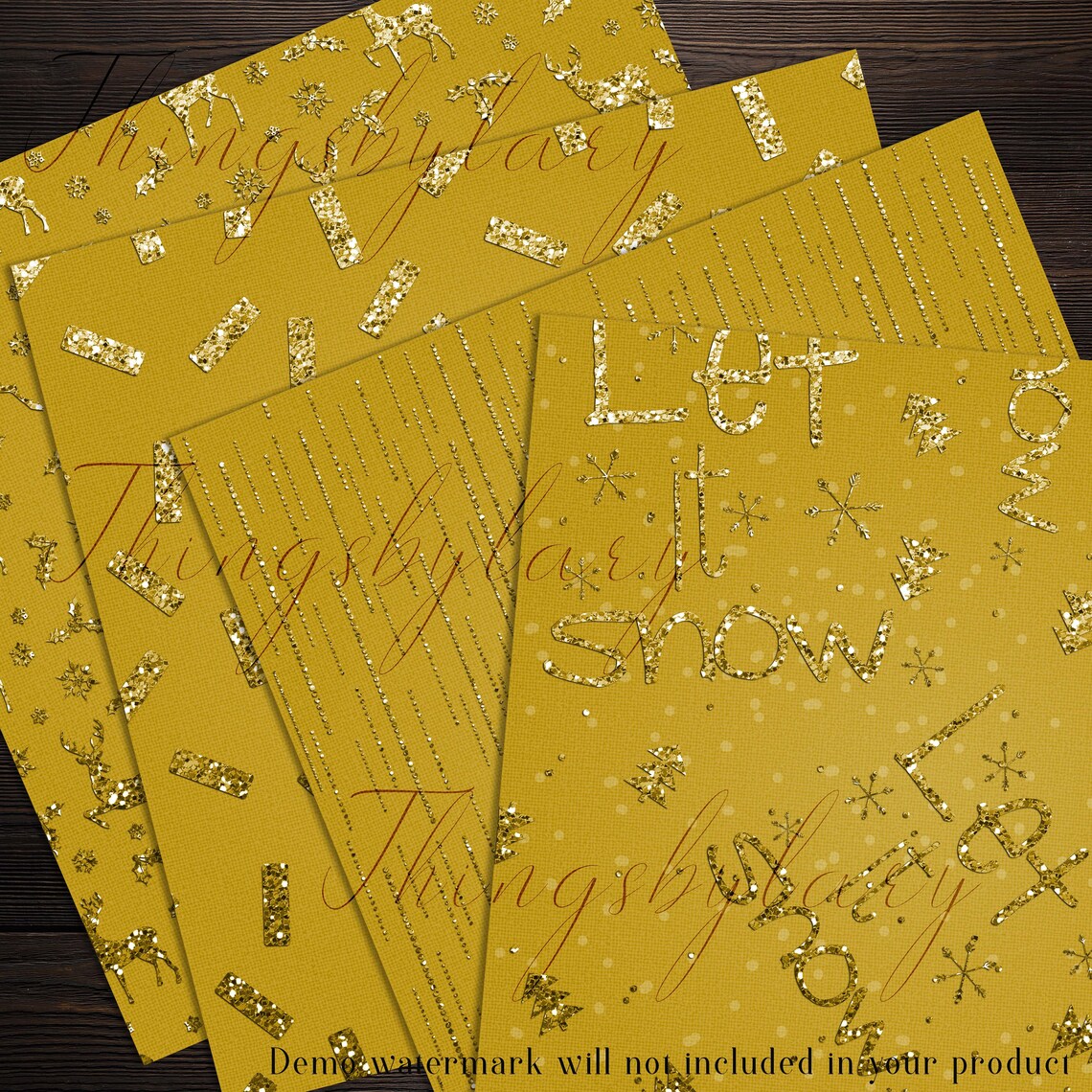 16 Gold Glitter Christmas Digital Papers 12" 300 Dpi Instant Download ...