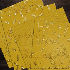 16 Gold Glitter Christmas Digital Papers 12" 300 Dpi Instant Download ...