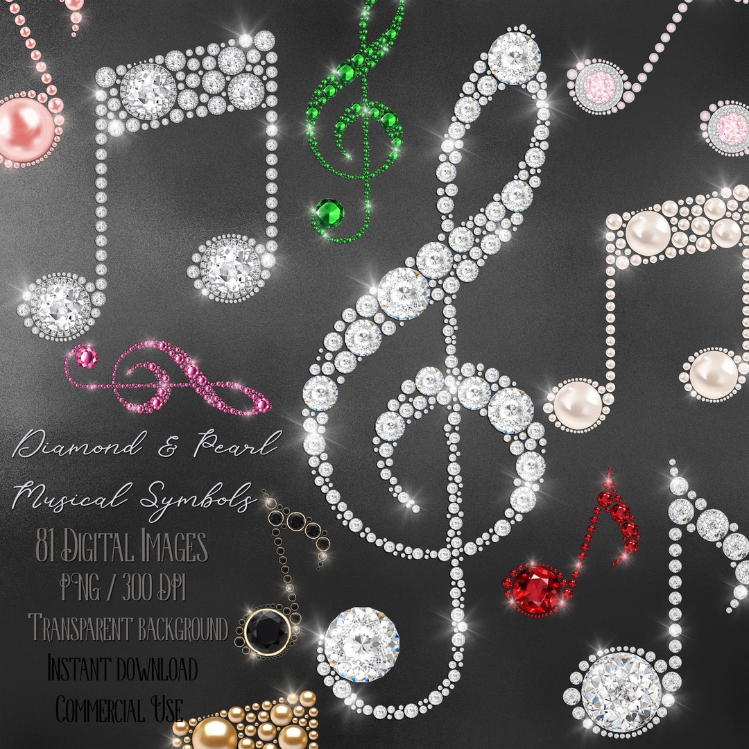 81 Diamond and Pearl Musical Symbols Digital Images 300 Dpi PNG Instant ...