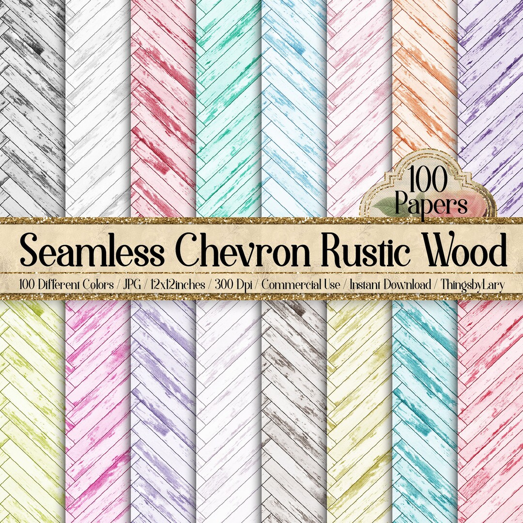 100 Seamless Chevron Rustic Wood Digital Papers Commercial Use Natural ...