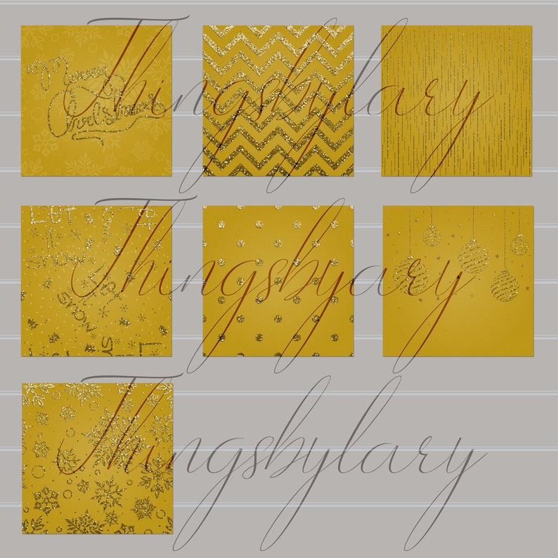 16 Gold Glitter Christmas Digital Papers 12" 300 Dpi Instant Download ...