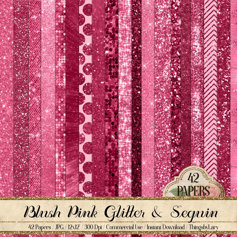 42 Blush Pink Glitter Sequin Digital Papers 12x12 300 | Etsy
