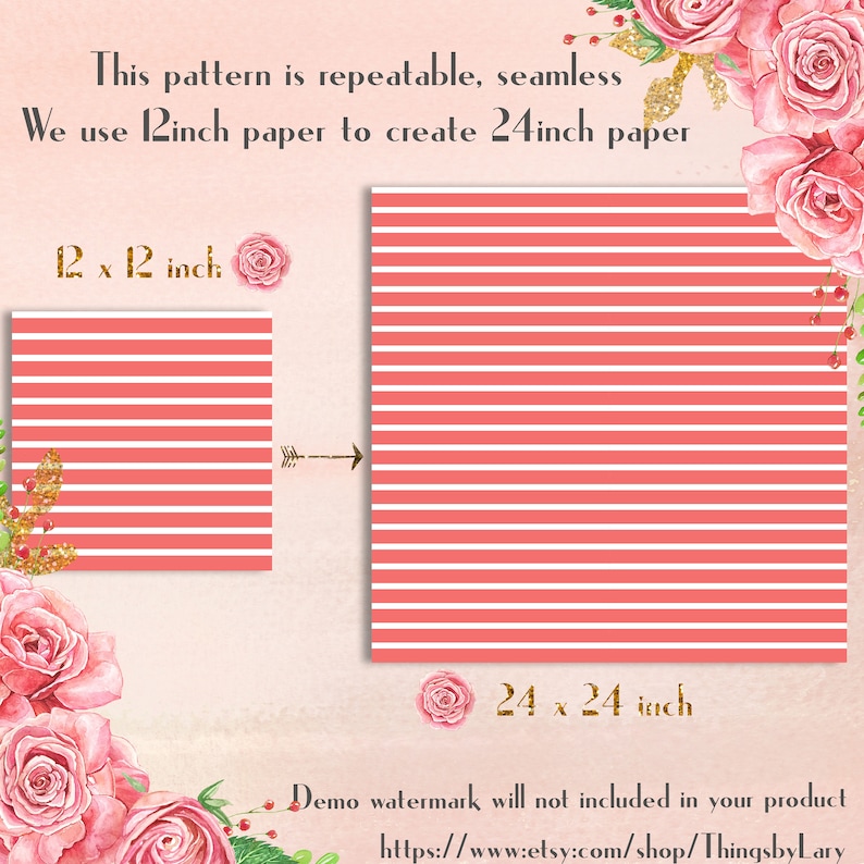100 Seamless Striped Pattern Digital Papers 12"x12" 300 Dpi Planner ...