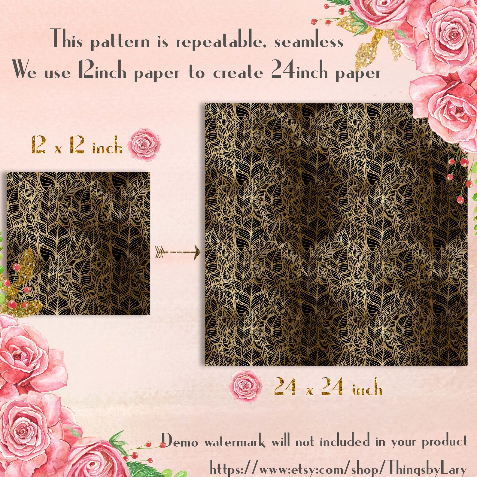 16 Seamless Black and Gold Foil Luxury Pattern Digital Papers - Etsy