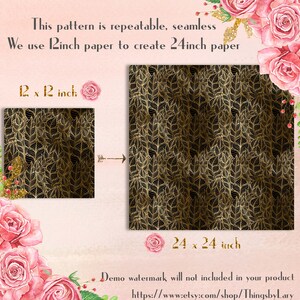 16 Seamless Black and Gold Foil Luxury Pattern Digital Papers 12" 300 ...