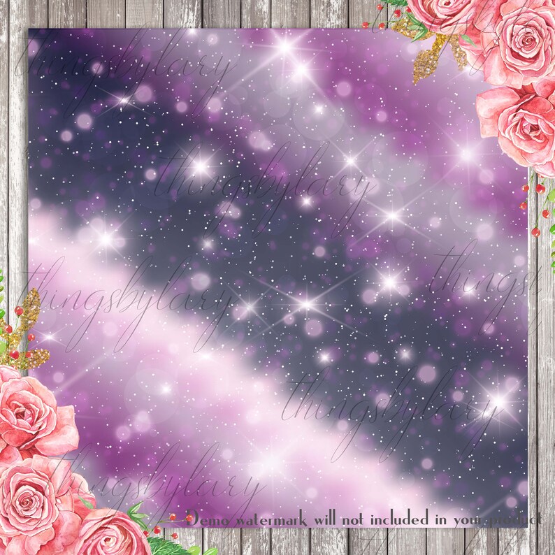 30 Fantasy Galaxy Rainbow Starry Night Sky Digital Papers 12x12 ...