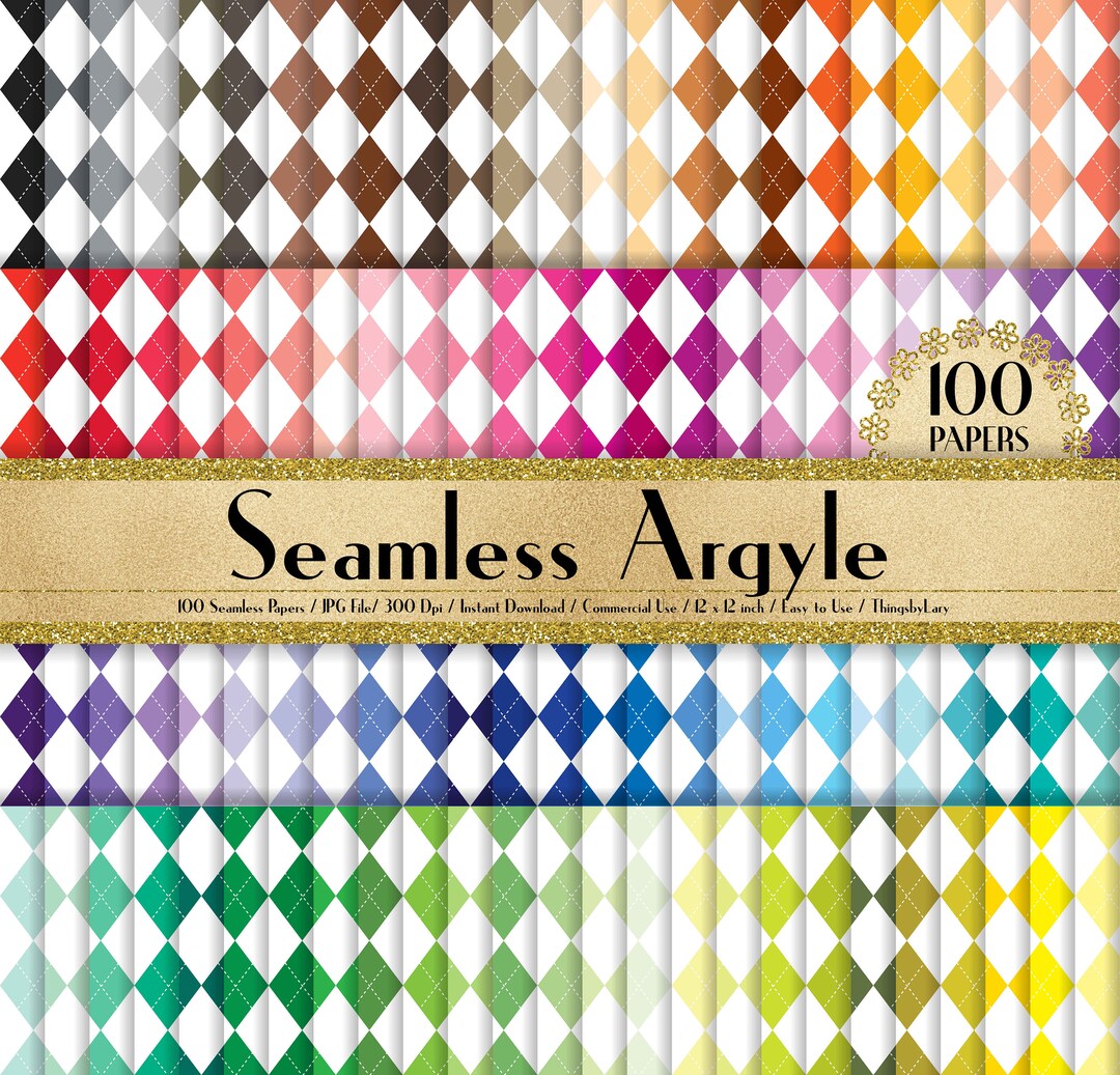 100 Seamless Argyle Papers in 12" X 12", 300 Dpi Planner Paper ...