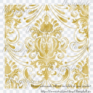 42 Gold Foil Seamless Damask Ornament Overlays 12inch Transparent PNG ...