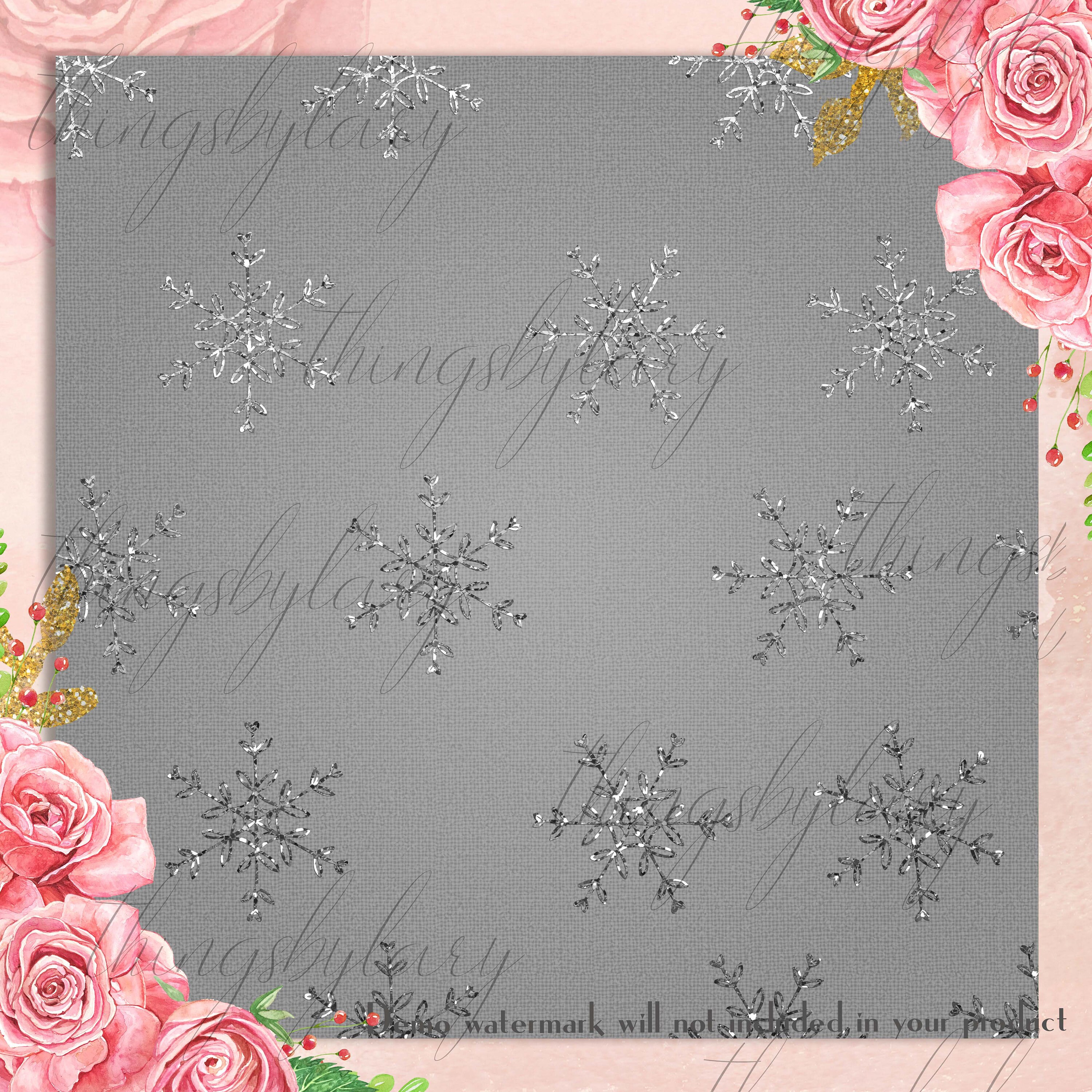 16 Silver Glitter Christmas Digital Papers 12x12 inches | Etsy