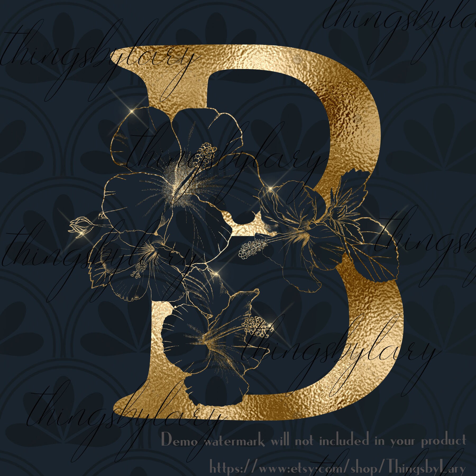 Gold Flower Alphabet 27 Cliparts 300 Dpi Planner Paper Commercial Use ...