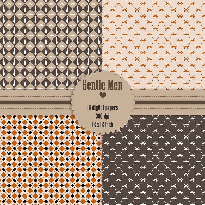 16 Gentlemen Digital Papers in 12 Inch, High Resolution 300 Dpi ...