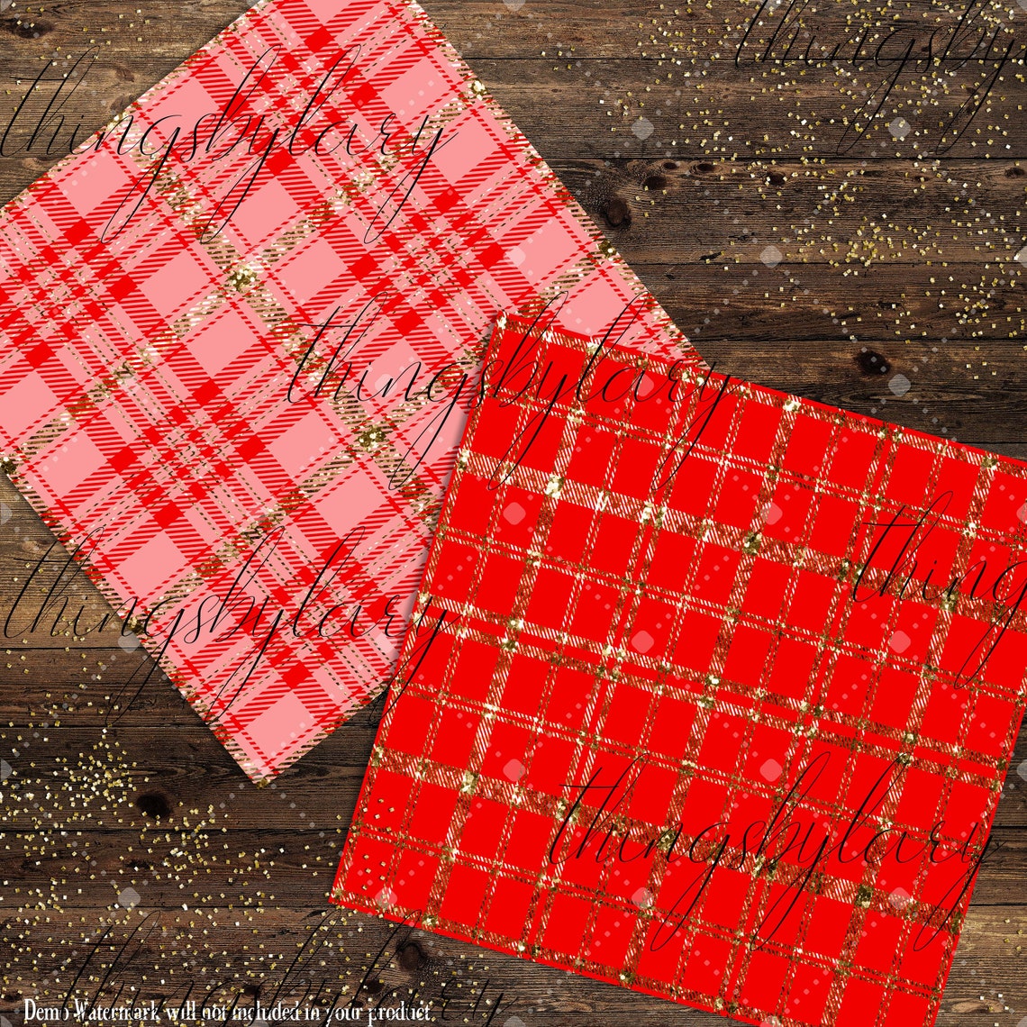 16 Luxury Gold and Red Glitter Plaid Tartan Digital Paper Pack - Etsy