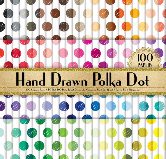 100 Seamless Hand Drawn Polka Dot Papers in 12 X | Etsy