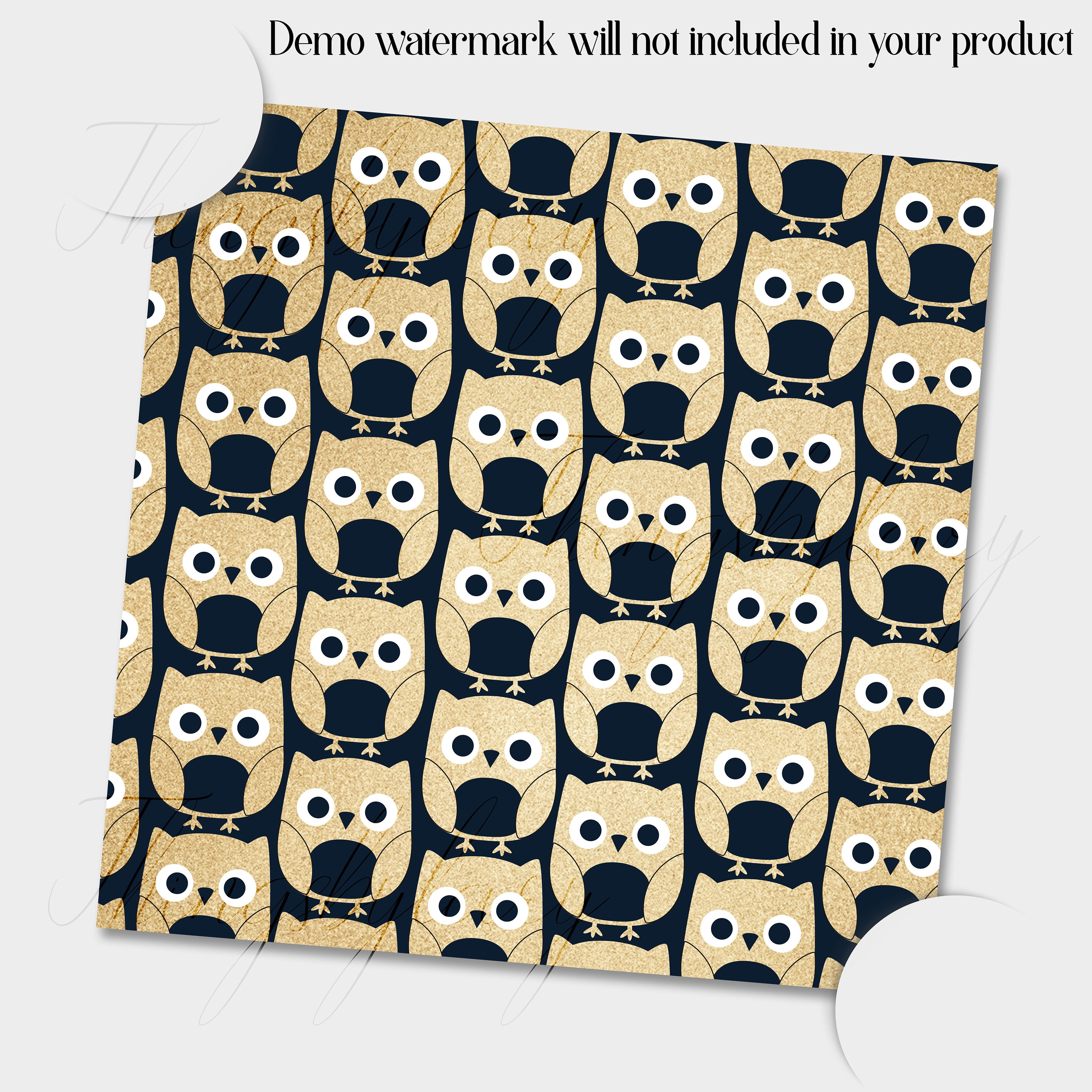 16 Cute Owl Pattern Gold Foil and Navy Blue Digital Papers in | Etsy