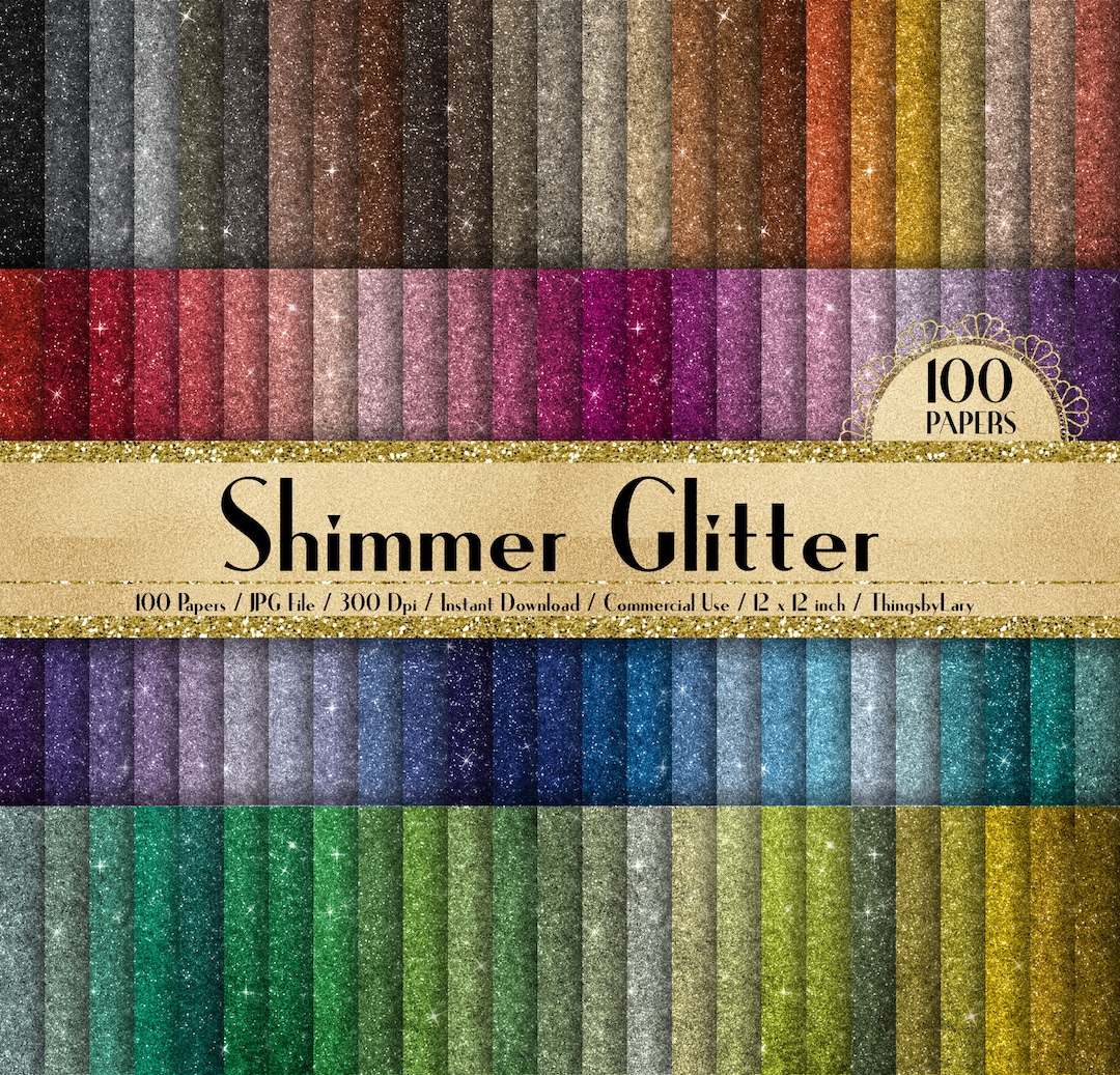 100 Shimmer Glitter Texture Papers in 12inch, 300 Dpi Planner Paper ...