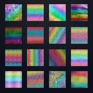 30 Rainbow Shimmering Glitter Digital Papers 12x12" 300 Dpi Instant ...