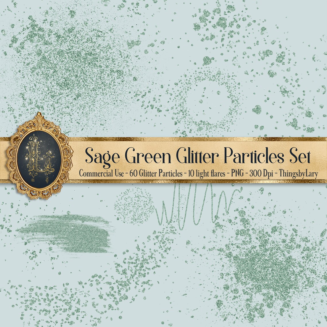 70 Sage Green Glitter Particles Set PNG Overlay Images Commercial Use ...
