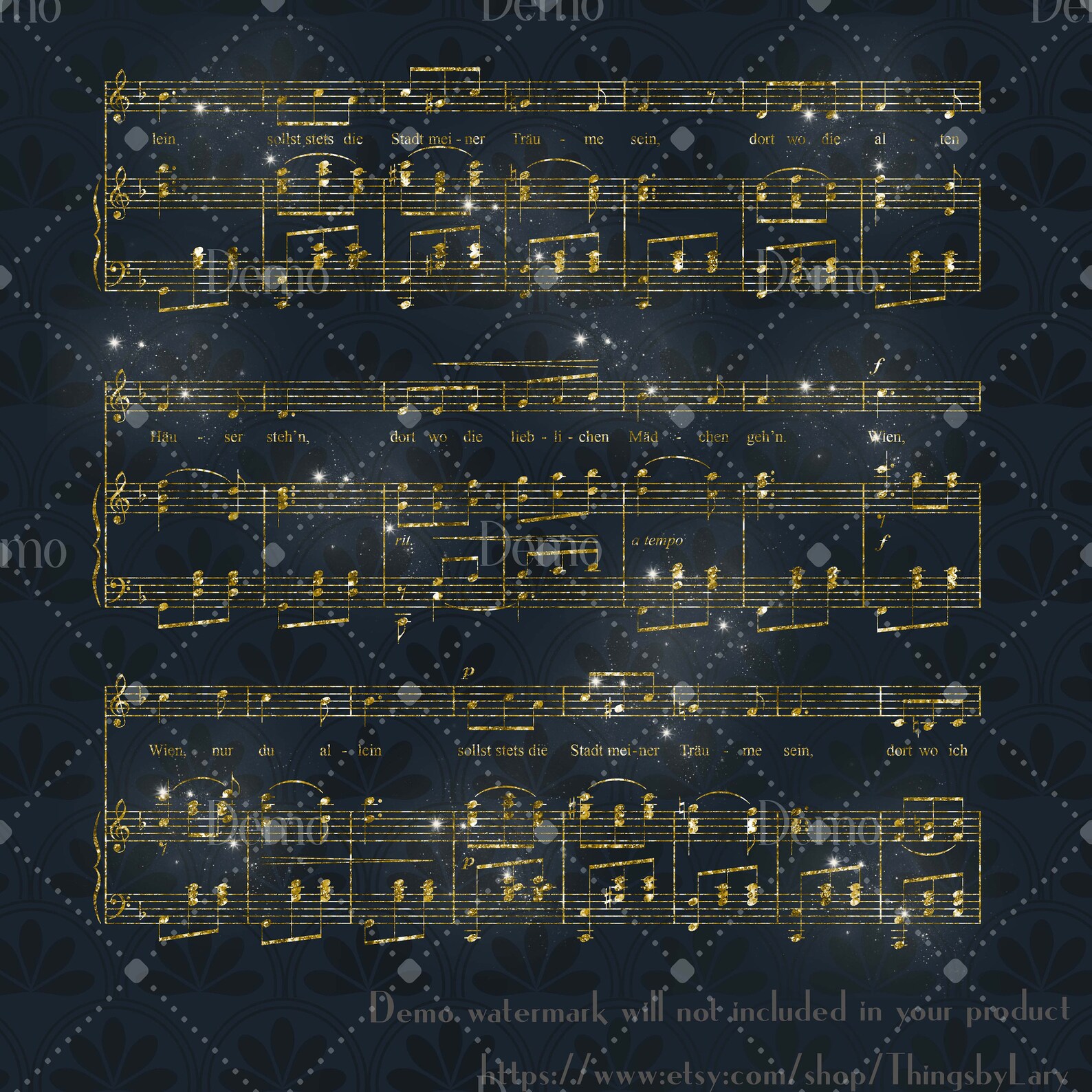 8 Gold Glitter Music Sheet Overlay Images 12 Inch, 300 Dpi Planner ...