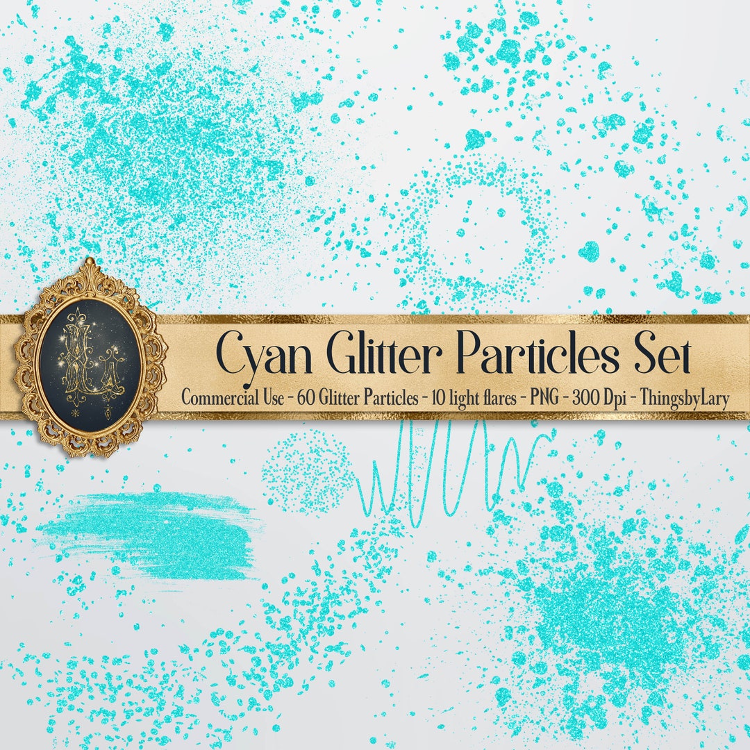 70 Cyan Glitter Particles Set PNG Overlay Images Commercial Use Dusty ...