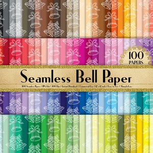 100 Seamless Hand Drawn Bell Papers in 12" X 12", 300 Dpi Planner Paper ...