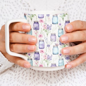 30 Seamless Watercolor Flower Mason Jars Digital Papers Digital Papers ...