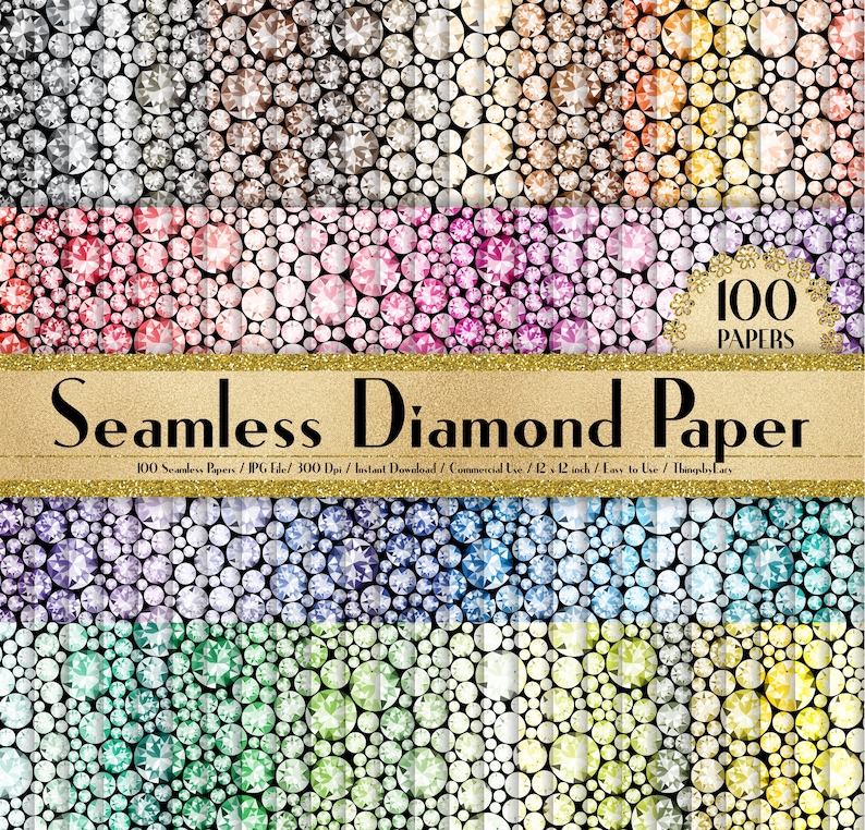 100 Seamless Diamond Papers in 12" X 12", 300 Dpi Planner Paper ...