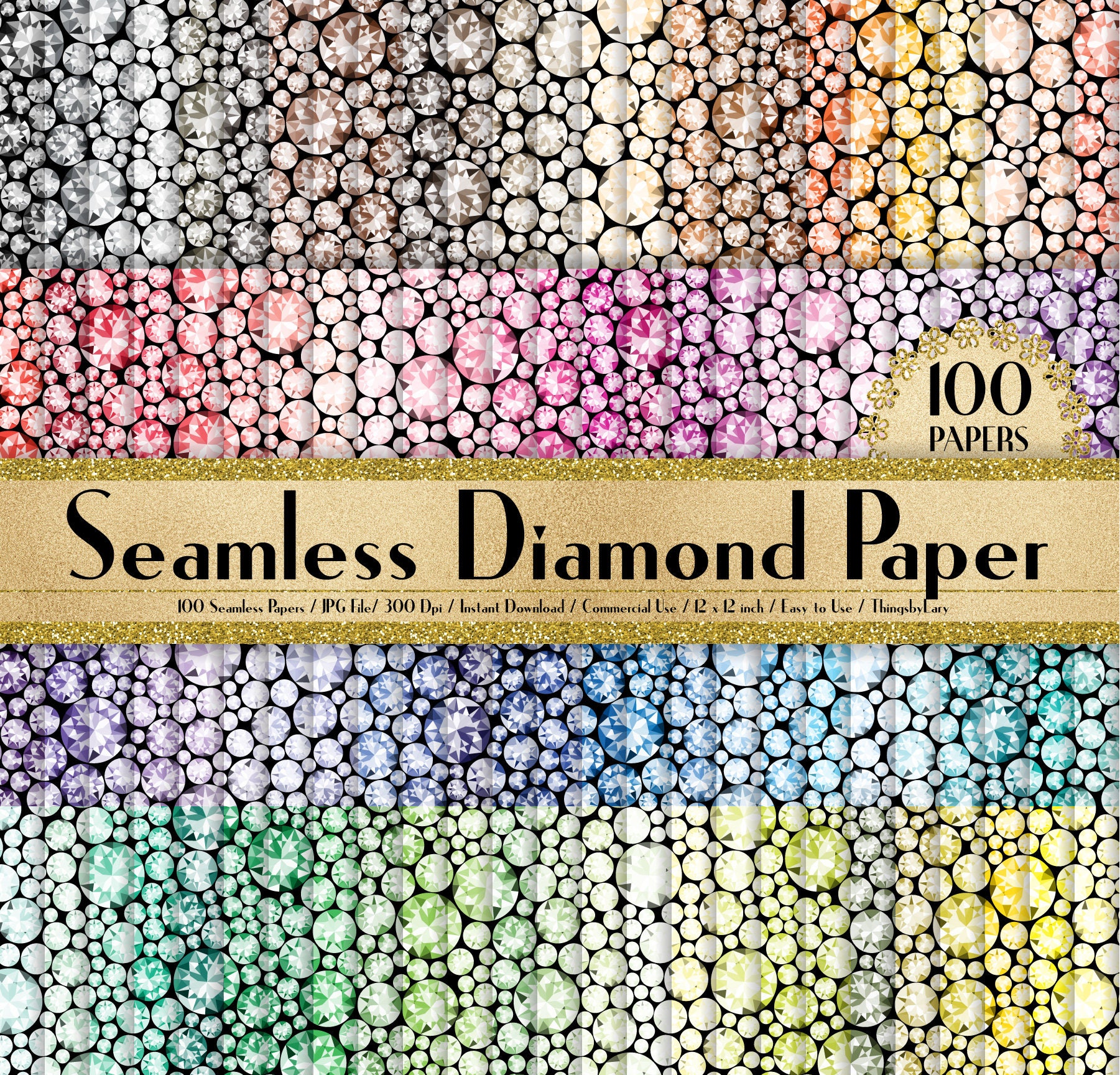 100 Seamless Diamond Papers in 12 X 12 300 Dpi - Etsy