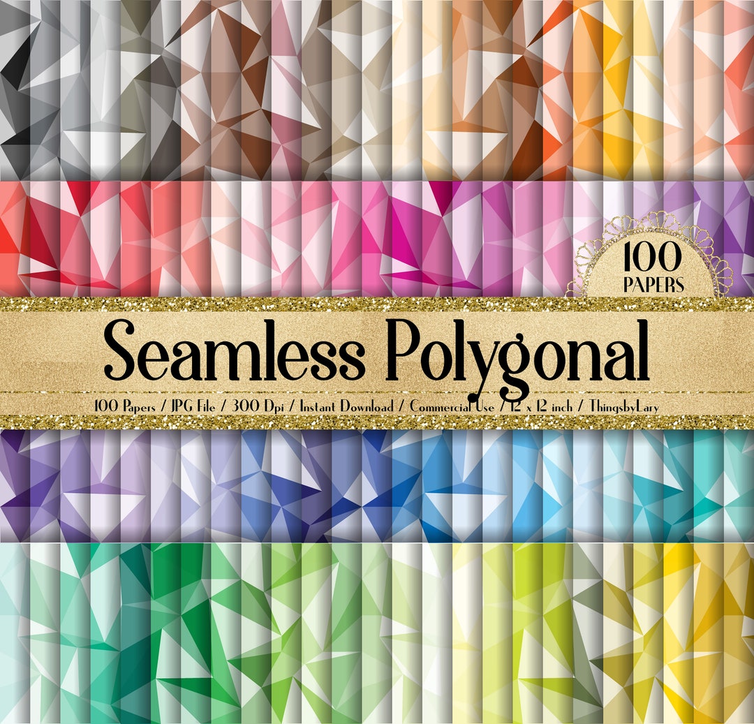 100 Seamless Polygonal Digital Papers 12x12" 300 Dpi Commercial Use ...