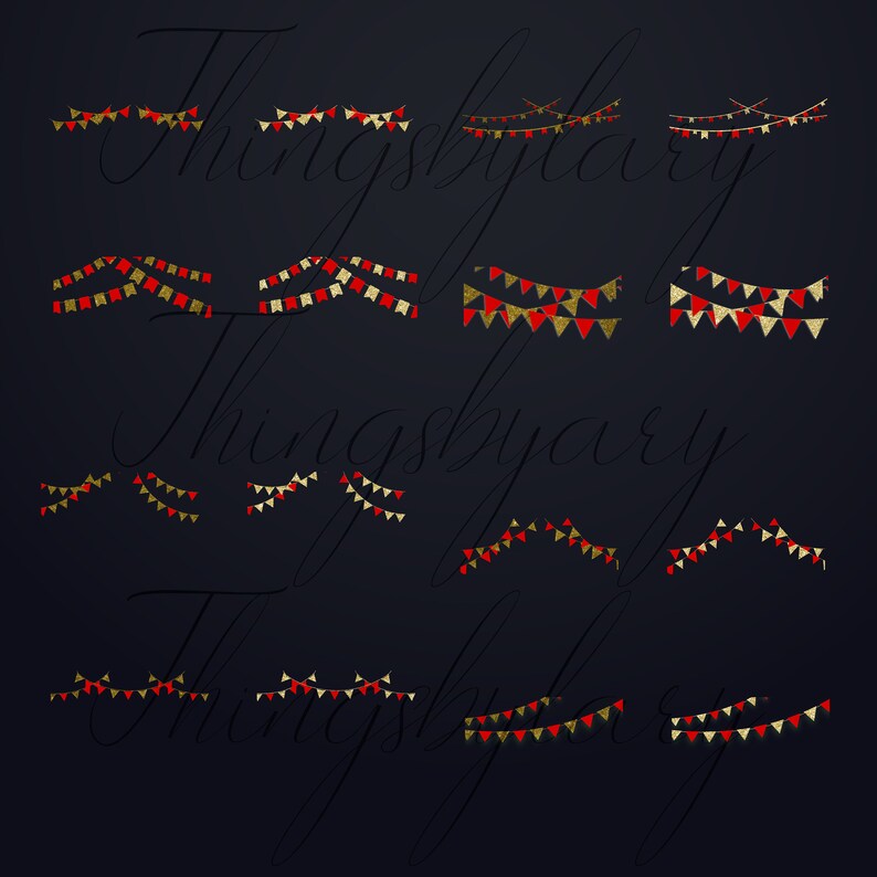 34 Red and Gold Glitter Party Garland Overlay Digital Images | Etsy