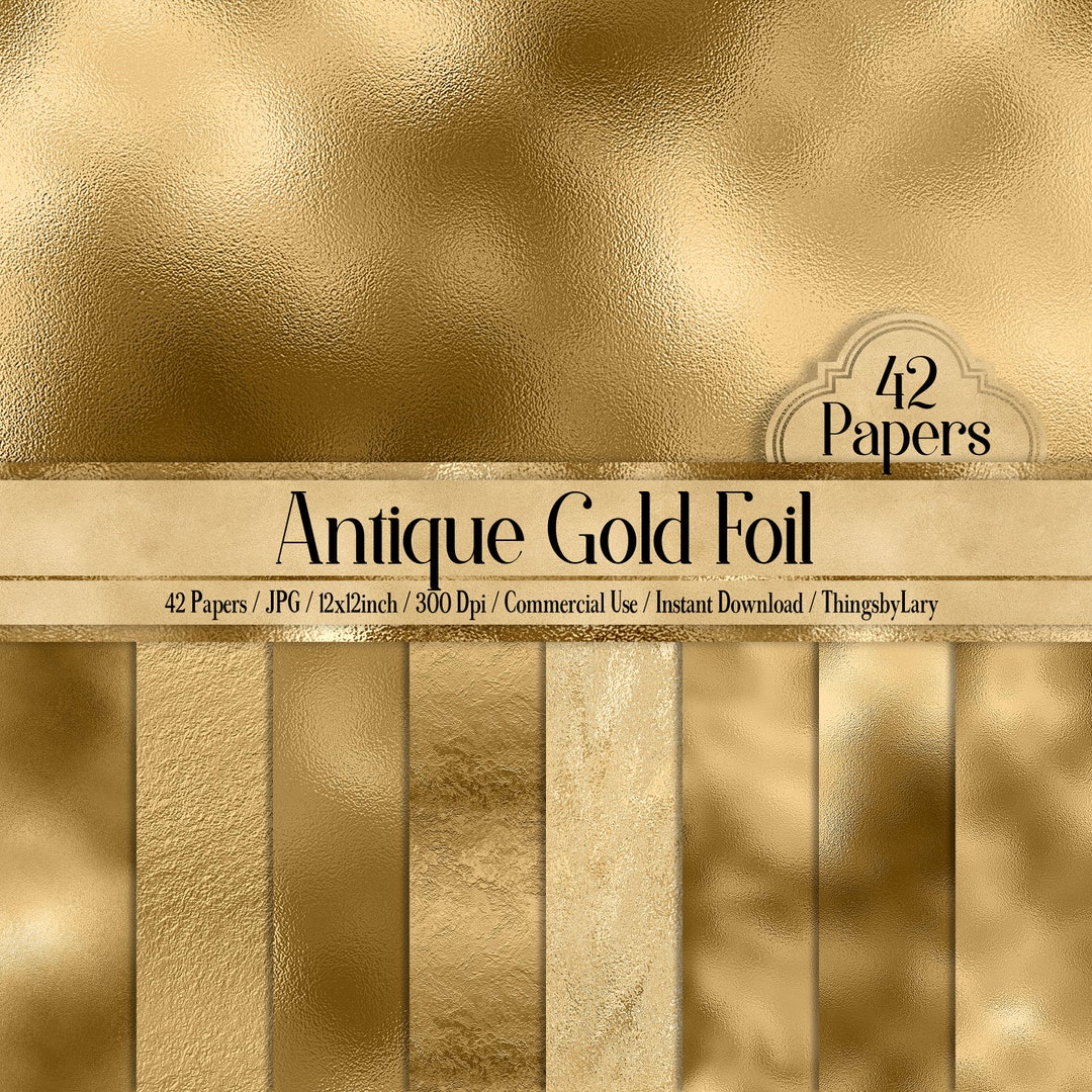 42 Antique Gold Foil Papers 12 Inch 300 Dpi Instant Download Commercial ...
