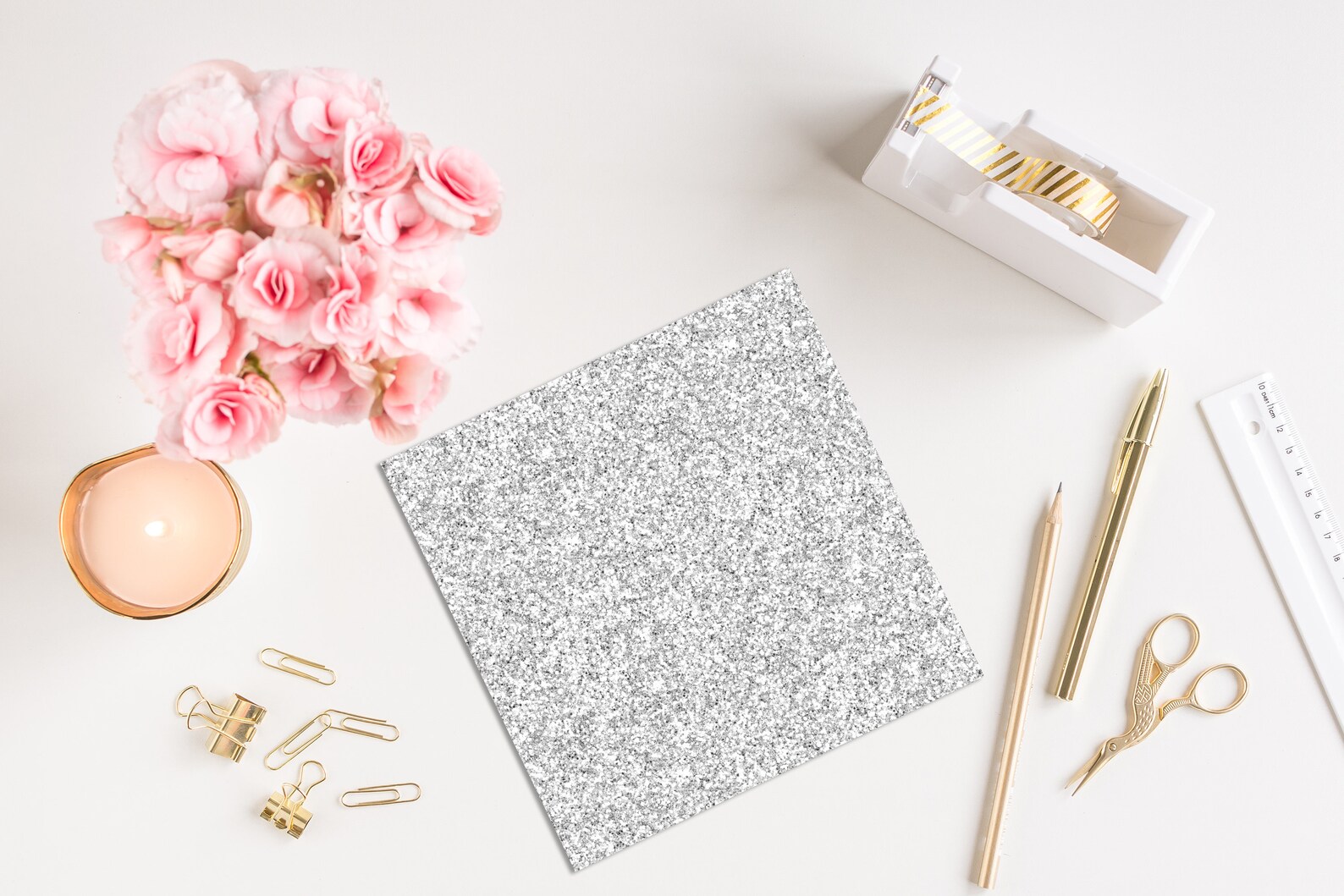 16 Seamless White Glitter Digital Papers Commercial Use Silver Glitter ...