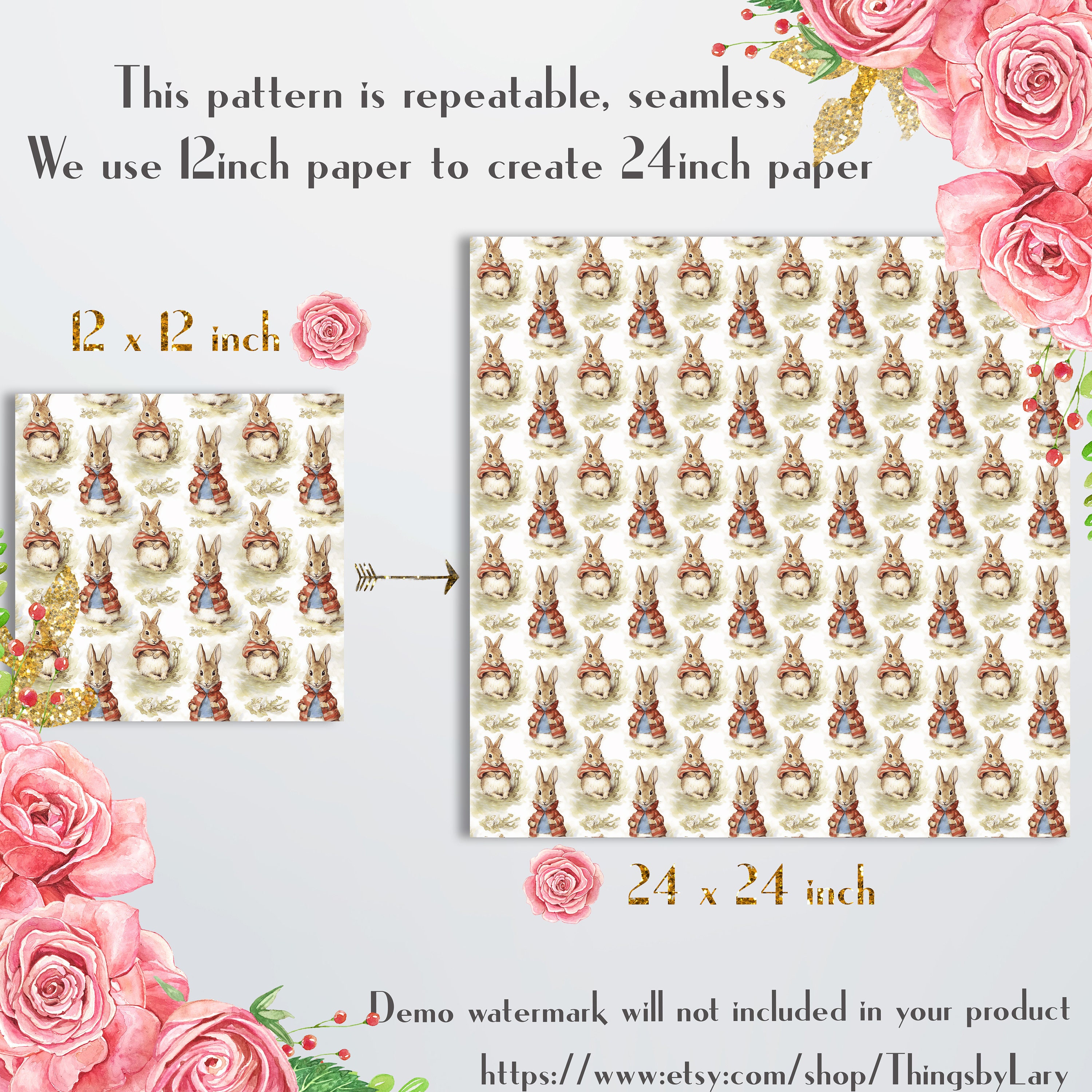 20 Seamless Vintage Peter Rabbit Ver 1 Digital Papers Commercial Use ...